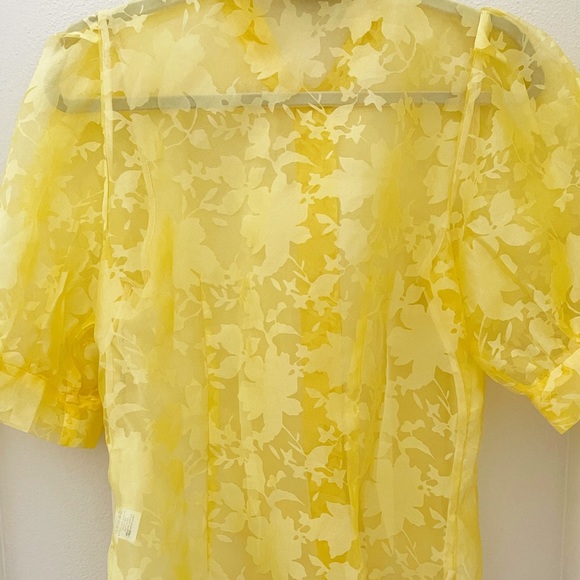 Tops | Spring Yellow Sheer Floral Top | Poshmark